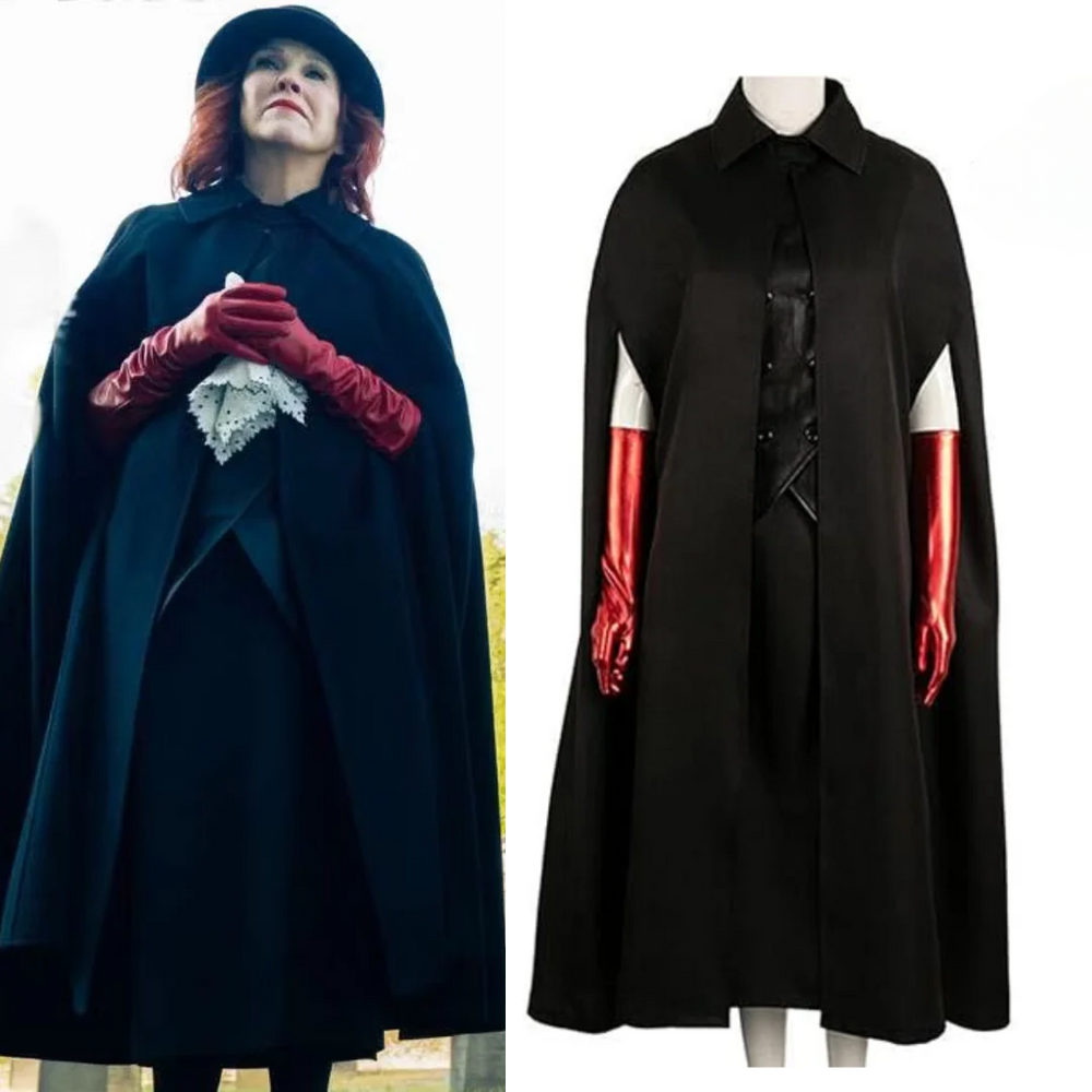 Beetlejuice Delia Deetz Costume Black Cloak Dress Suit - Quda Halloween