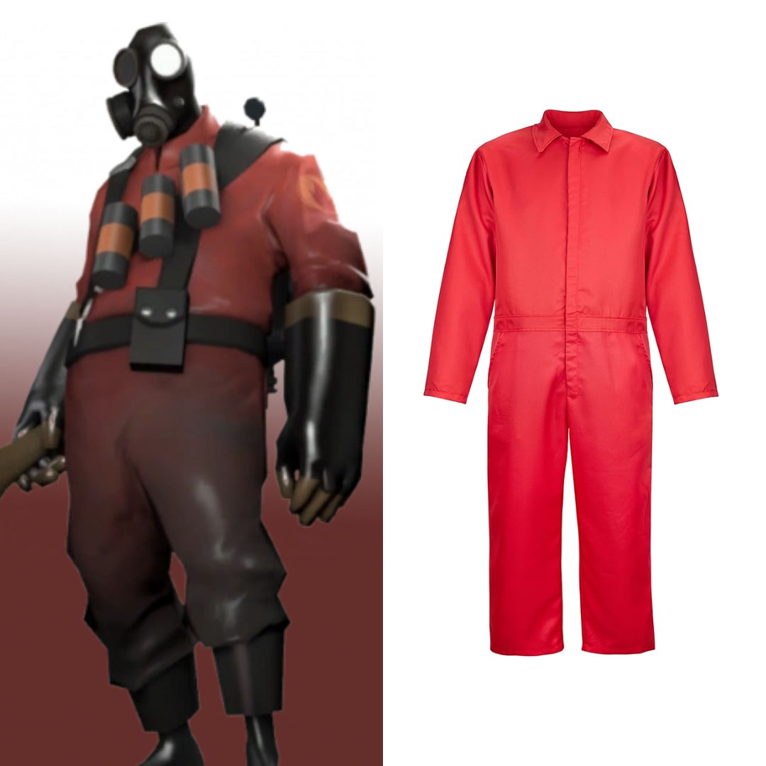 Team Fortress 2 TF2 Pyro Costume Red Flight Suit - Quda Halloween